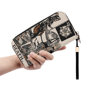 Tarot Wallet - Death Card - Vegan Leather Wallet - Vintage Tarot Zipper ...