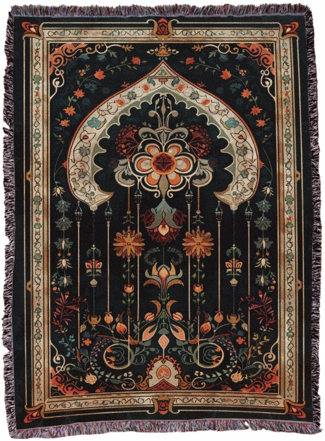 Persian Rug Art Woven Blanket - Vintage Rug Design - Antique Rug Woven ...