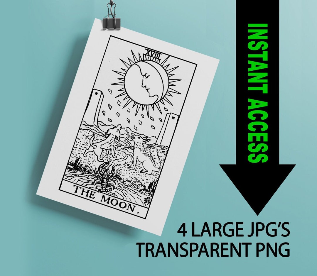 The Moon Tarot Card Download Printable High Quality Tarot Card Instant ...