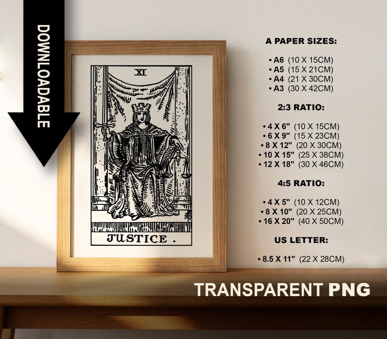The Justice Tarot Card Download Printable High Quality Tarot Card ...