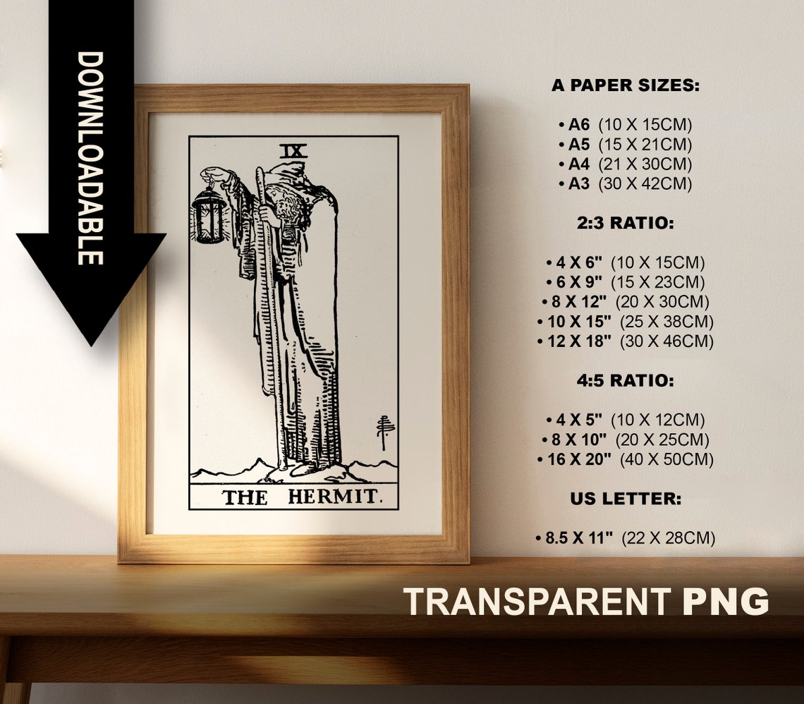 The Hermit Tarot Card Download Printable High Quality Tarot - Etsy