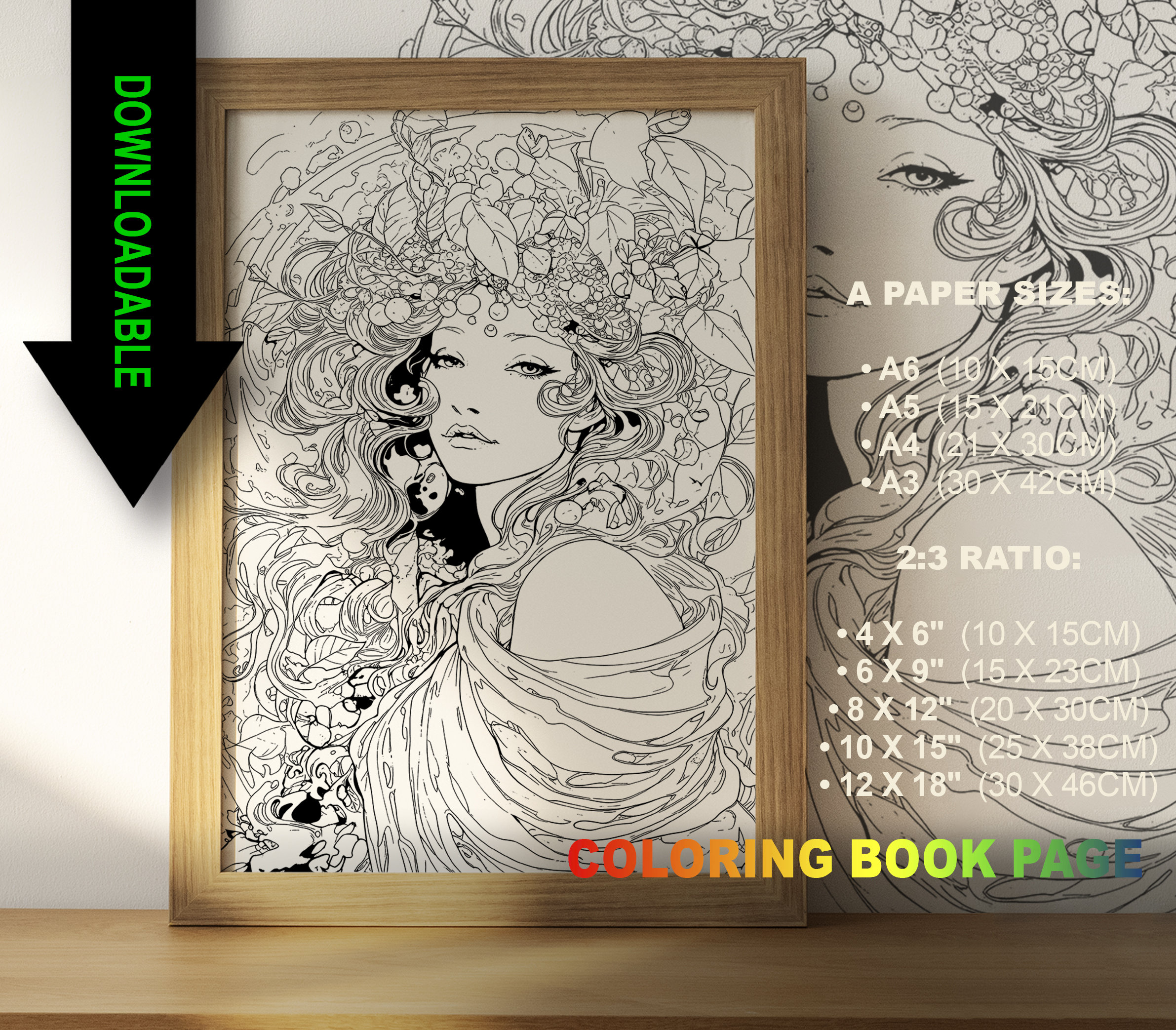 Persephone Goddess Coloring Book Art - Download Printable High Quality ...