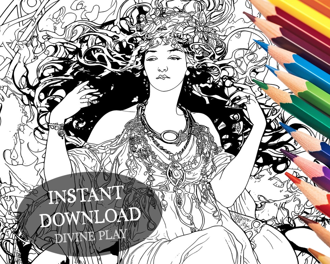 Lilith Goddess Coloring Book Art - Download Printable High Quality ...