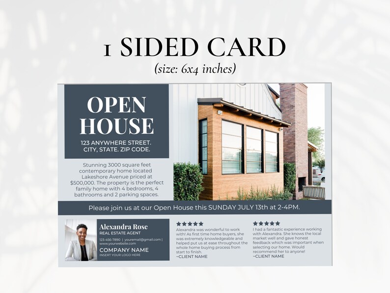 Realtor Open House Postcard Template Real Estate Marketing - Etsy
