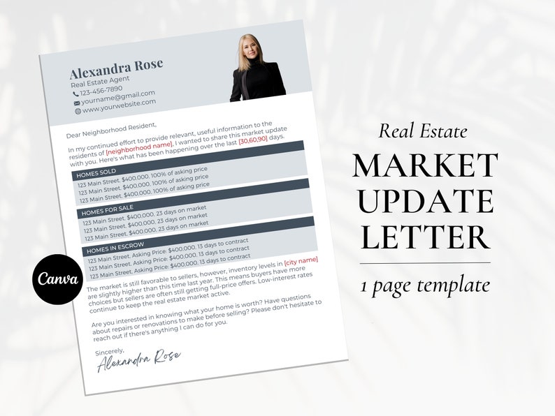 Market Update Letter, Real Estate Market Update Letter, Realtor Market ...