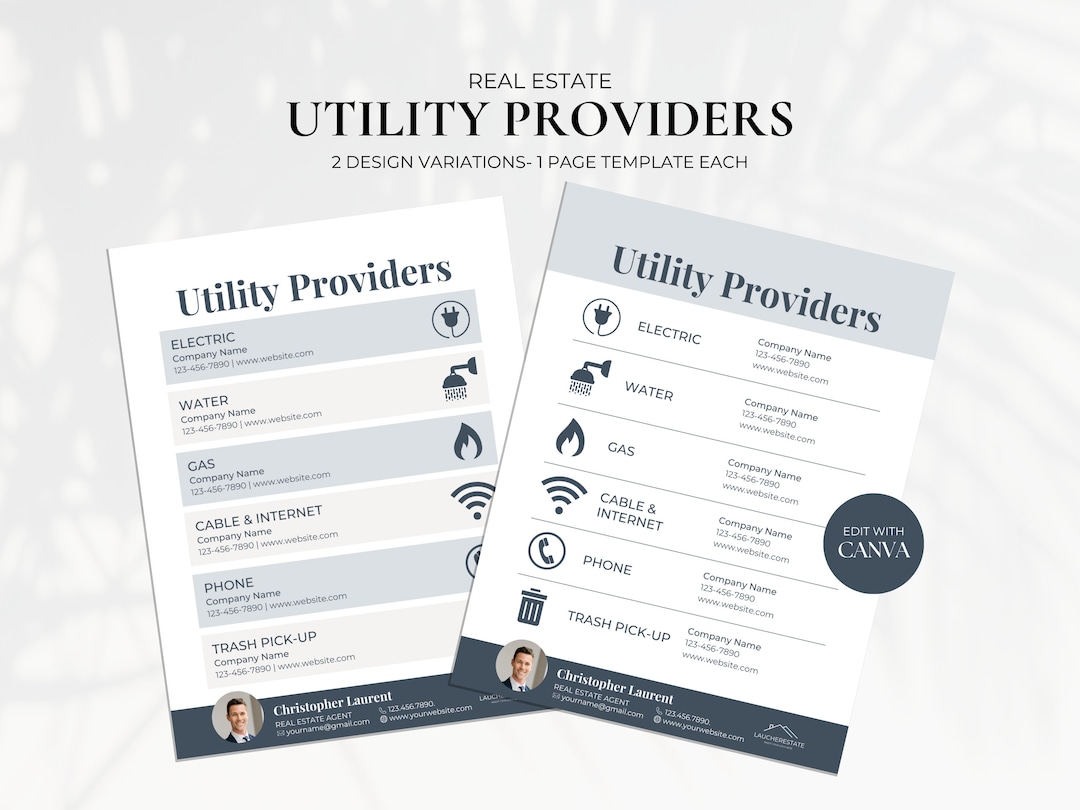 Real Estate Utility Providers Flyer, Real Estate Utility Information ...