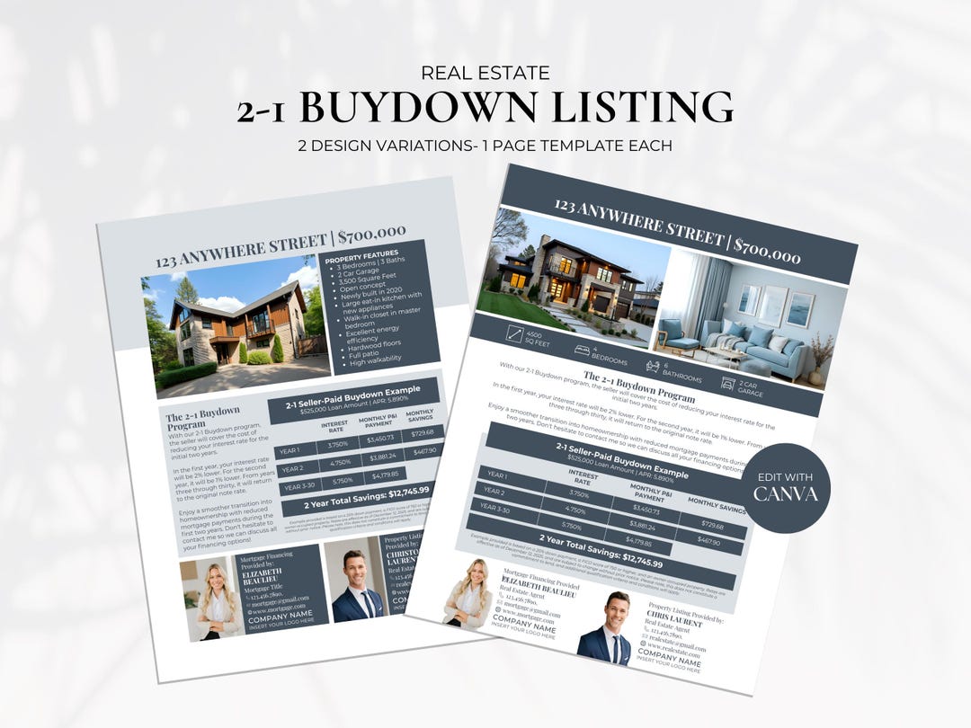2-1 Buydown Flyer, Mortgage 2/1 Interest Rate Buydown Chart Flyer ...