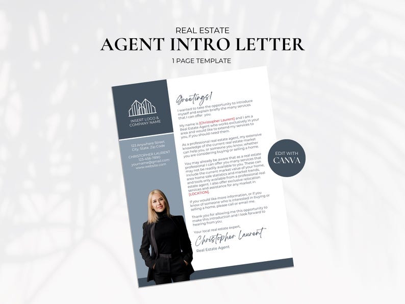 Real Estate Agent Introduction Letter, Realtor Farming Letter, Real ...