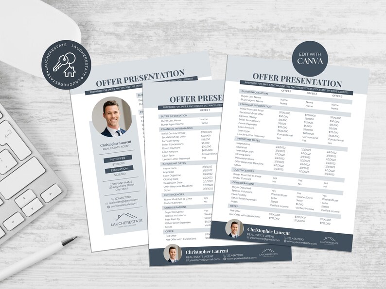 Realtor Multiple Offer Worksheet, Real Estate Offer Summary Sheet ...
