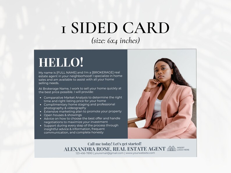 New Realtor Postcard Template, Agent Introduction Postcard, Real Estate ...