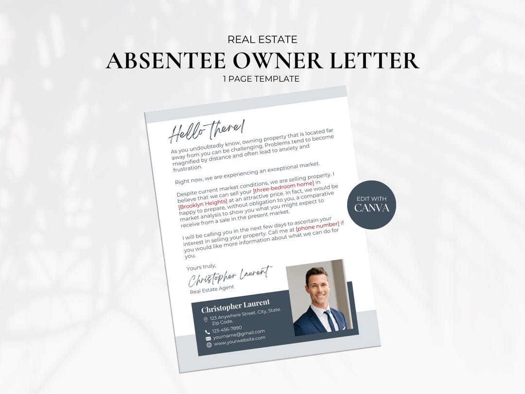 Absentee Owner Letter, Realtor Prospecting Letter, Real Estate Farming ...
