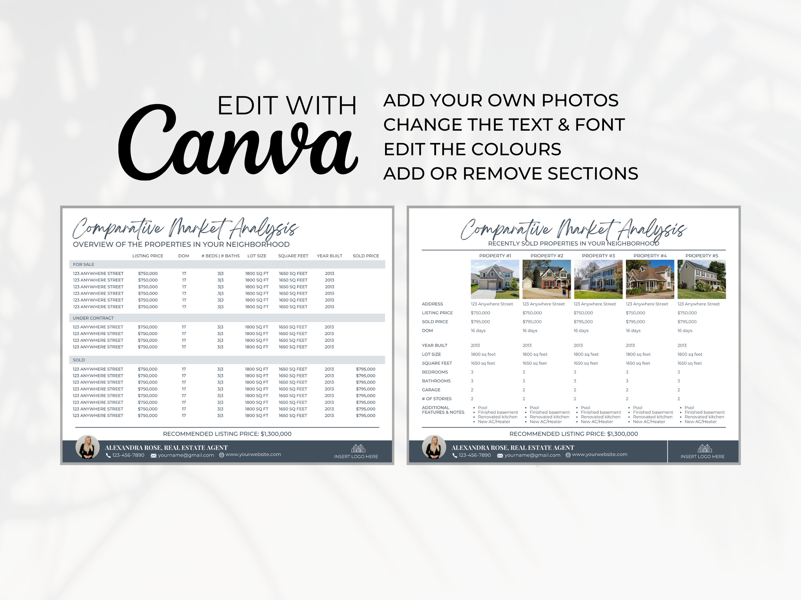 Comparative Market Analysis, Real Estate CMA Template, Realtor CMA ...