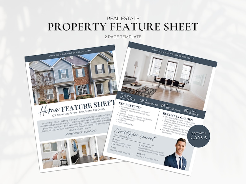 Real Estate Feature Sheet, Open House Flyer, Home Feature Sheet ...