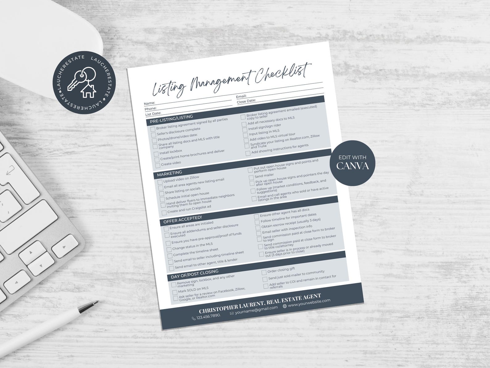 Real Estate Listing Management Checklist, Listing to Close Checklist ...