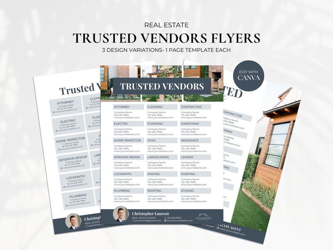 Trusted Vendors Real Estate Flyer, Real Estate Vendor Referral List ...