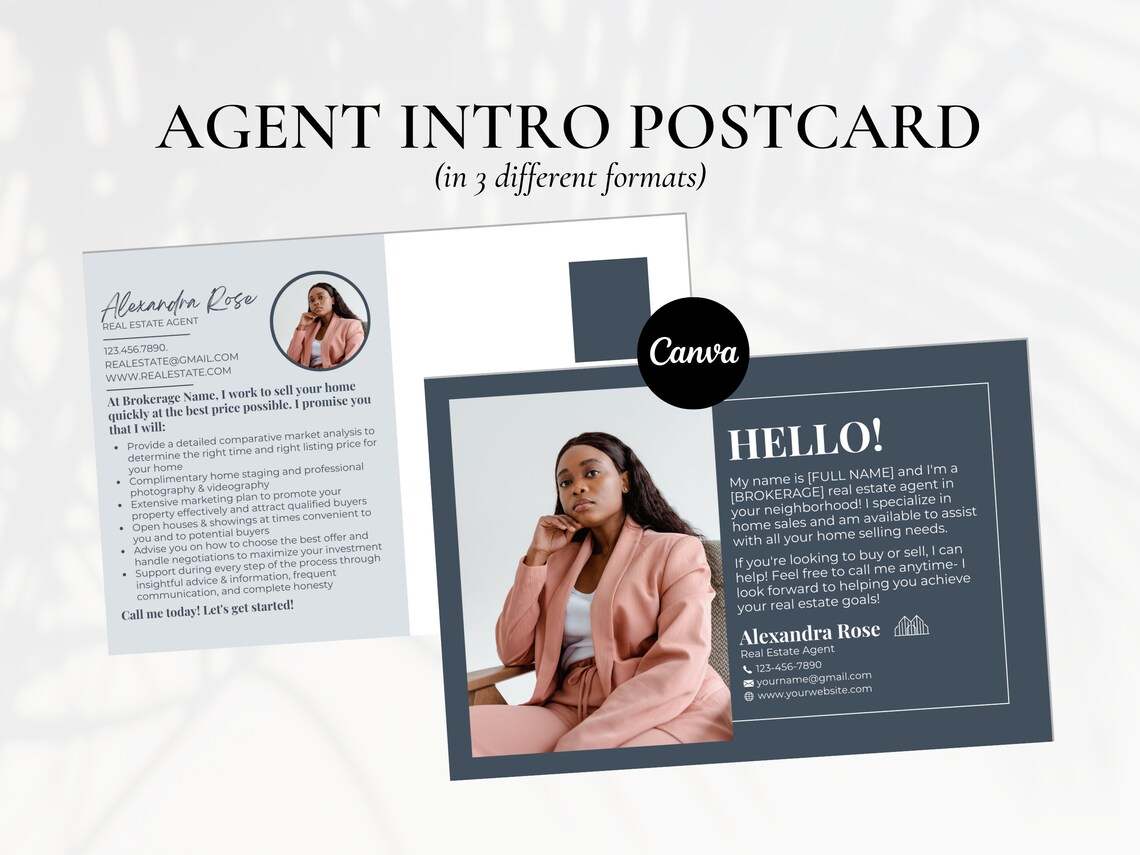 New Realtor Postcard Template, Agent Introduction Postcard, Real Estate ...