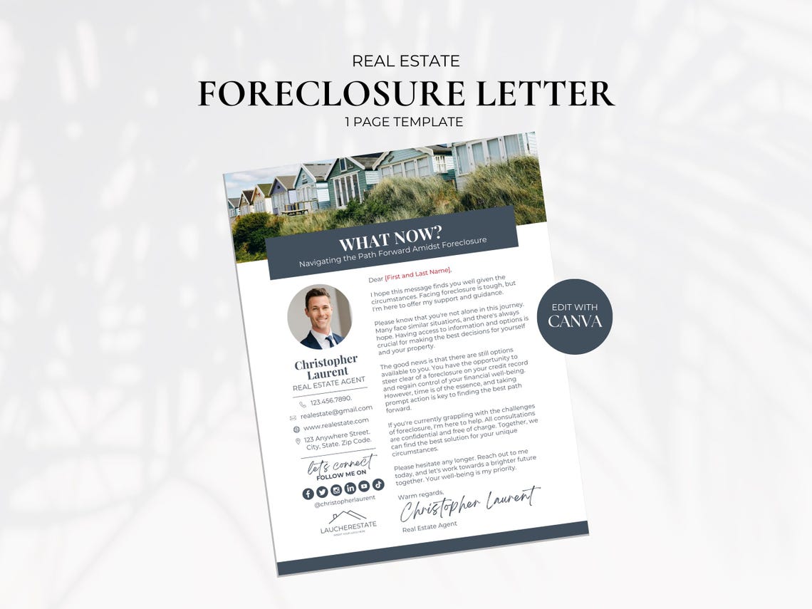 Foreclosure Letter, Letter to Distressed Homeowners, Real Estate Letter ...