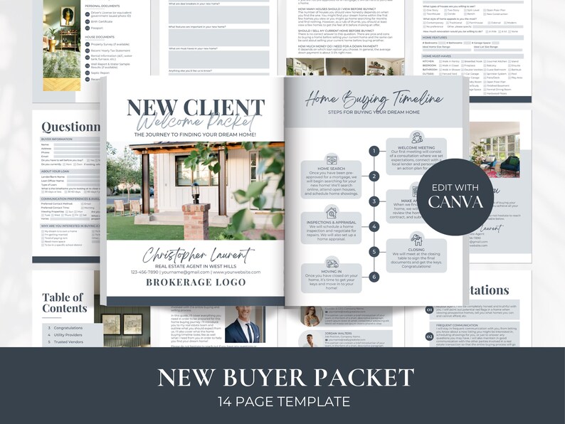 Real Estate New Client Packet, Home Buyer Guide, New Client Realtor ...