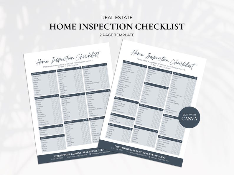 Home Inspection Checklist, Home Buyer Checklist, House Inspection Guide ...