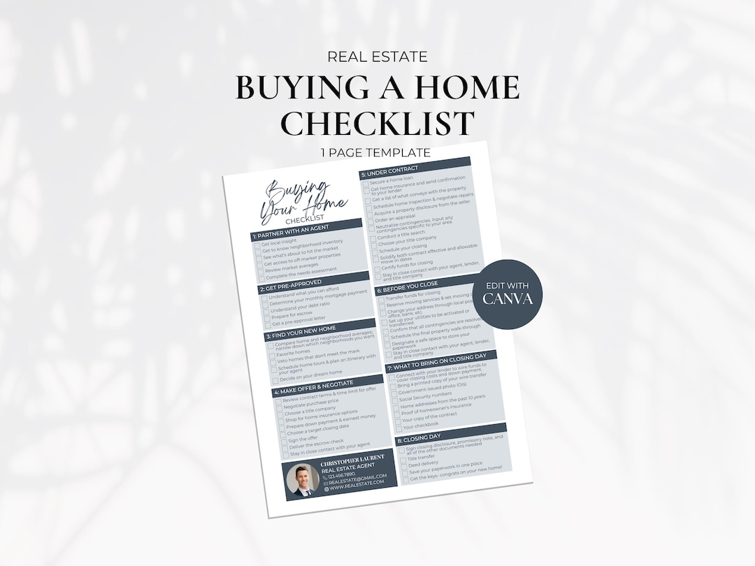 Buying a House Checklist, First-time Home Buyer Checklist Template ...