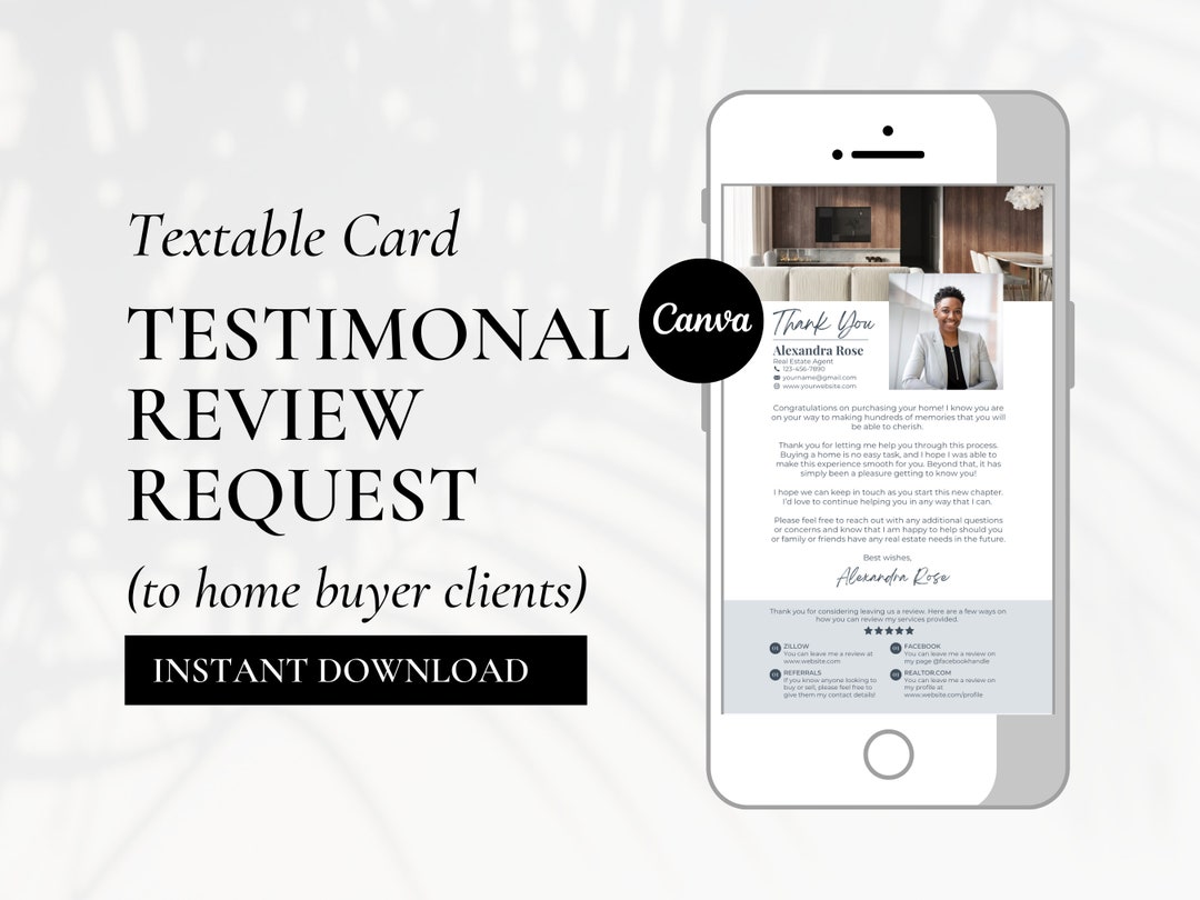 Textable Real Estate Review Request, Real Estate Client Testimonial ...