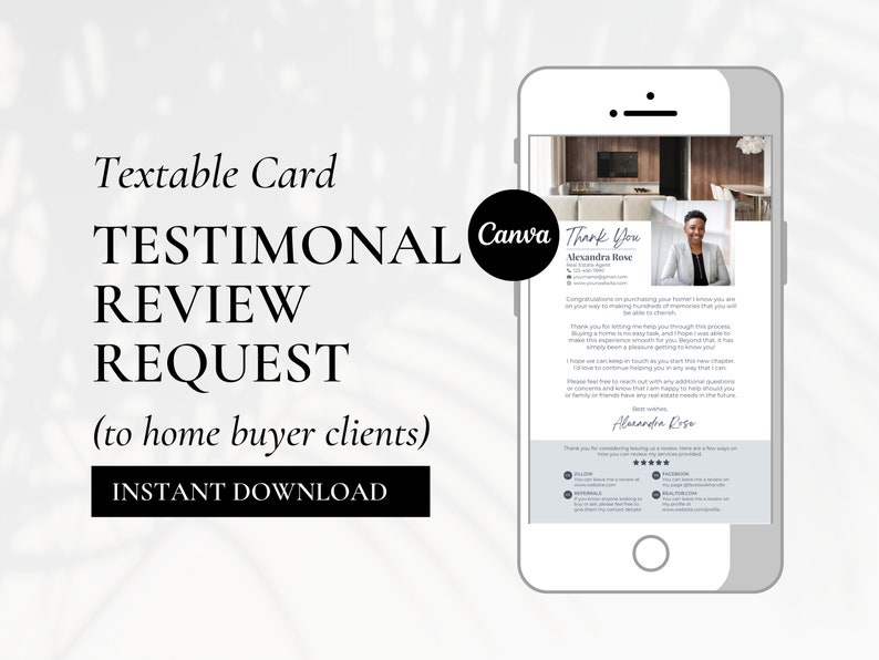 Textable Real Estate Review Request, Real Estate Client Testimonial ...