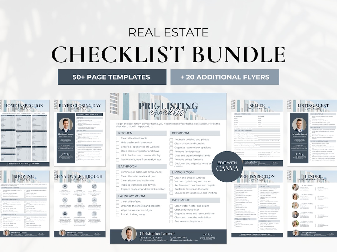 Real Estate Agent Checklist Bundle, Property Listing Checklist, Home ...