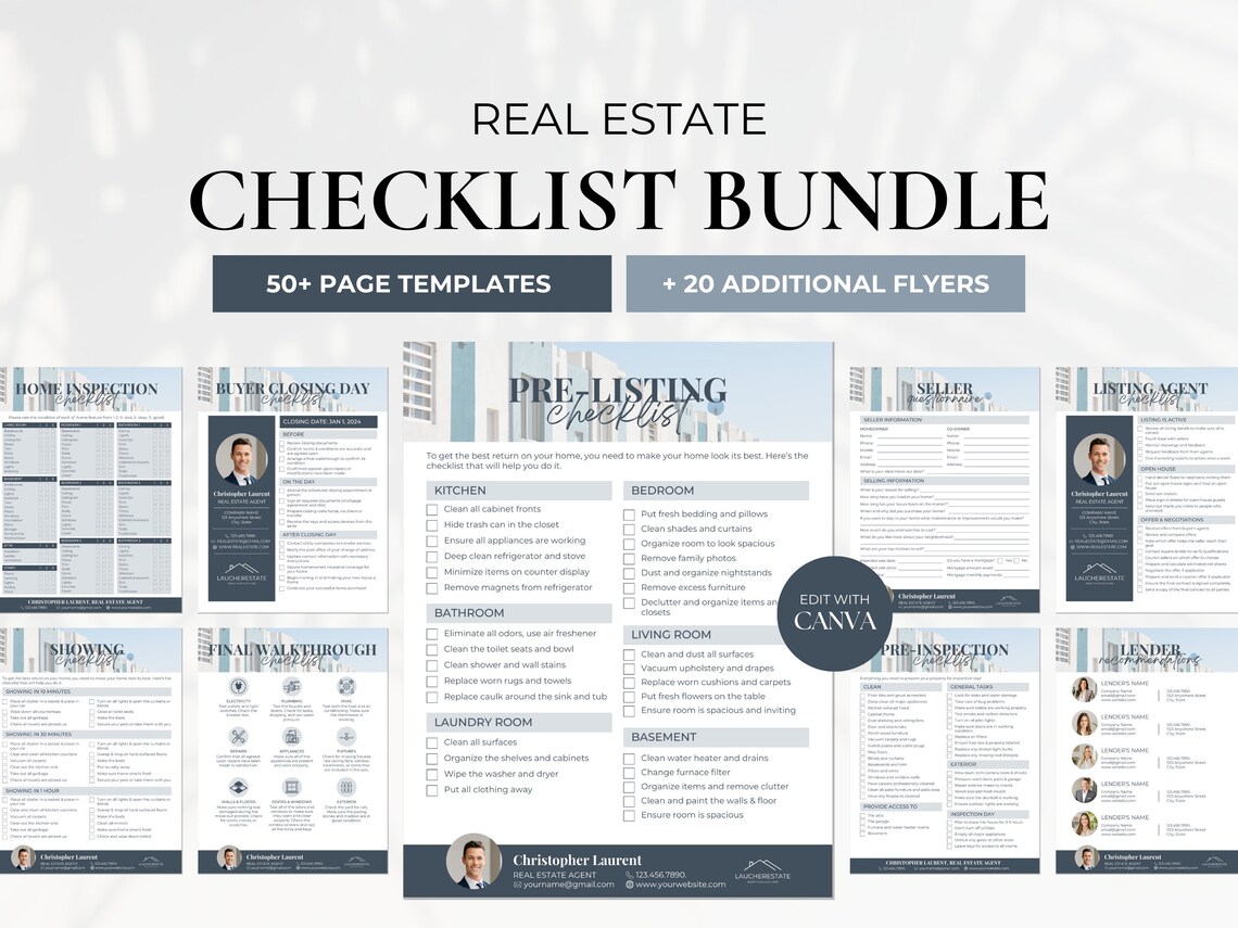 Real Estate Agent Checklist Bundle, Property Listing Checklist, Home ...