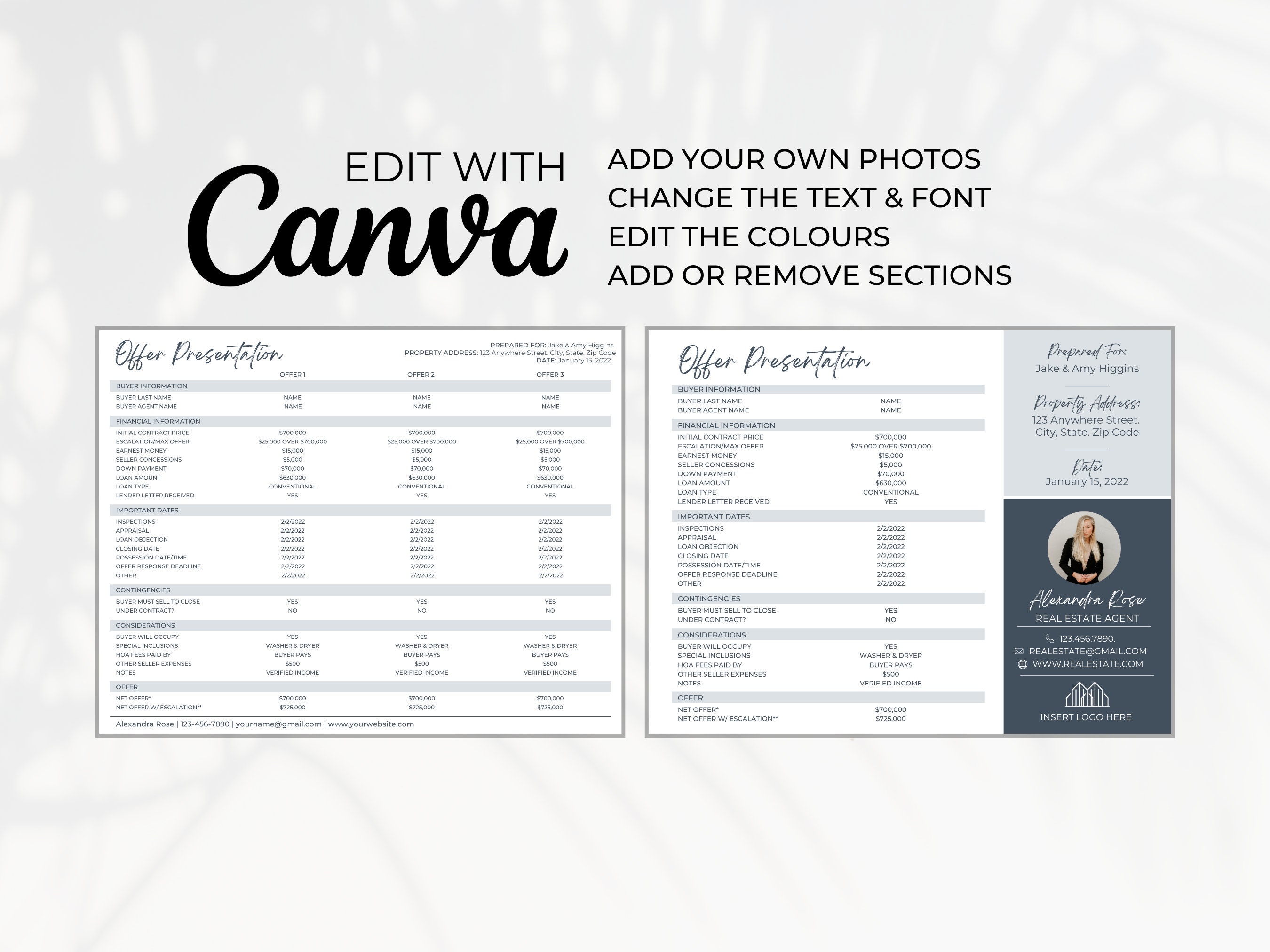 Multiple Offer Sheet Real Estate Offer Summary Sheet Realtor - Etsy