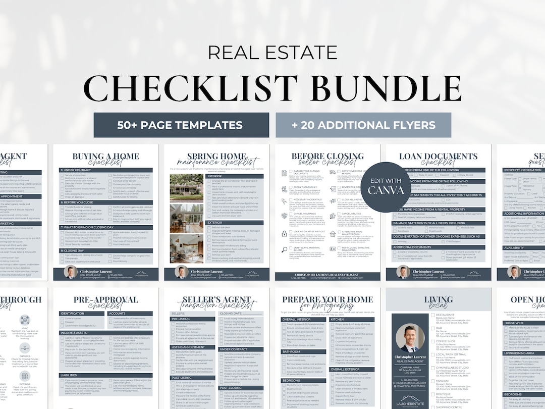 Real Estate Checklist Bundle, Listing Checklist for Realtors, Real ...