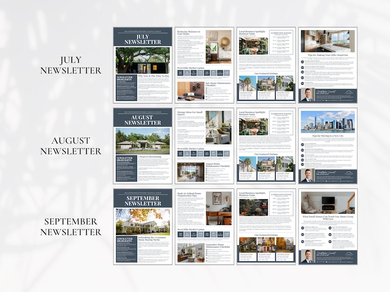 12 Monthly Real Estate Newsletter Bundle, Real Estate Marketing, Real ...
