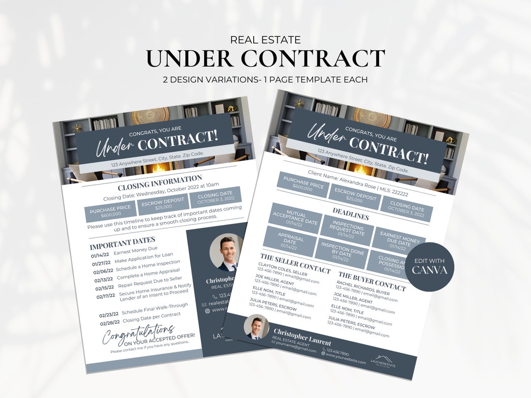 Real Estate Closing Timeline, Under Contract Checklist for Real Estate ...