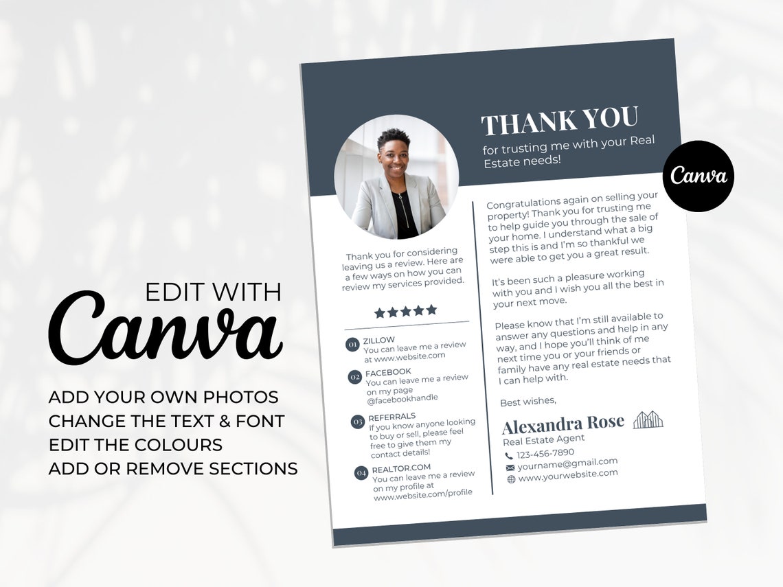 Real Estate Review Request, Closing Letter, Realtor Referrals, Client ...