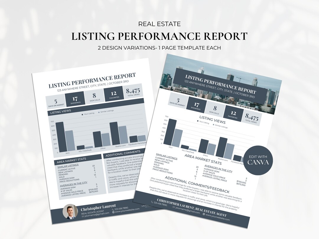 Real Estate Listing Report, Weekly Listing Update, Listing Performance ...