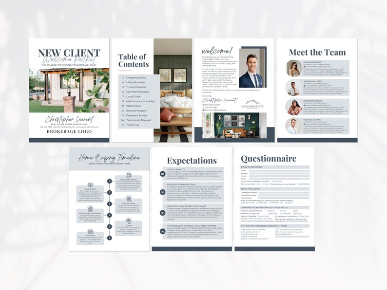 Real Estate New Client Packet, Home Buyer Guide, New Client Realtor ...