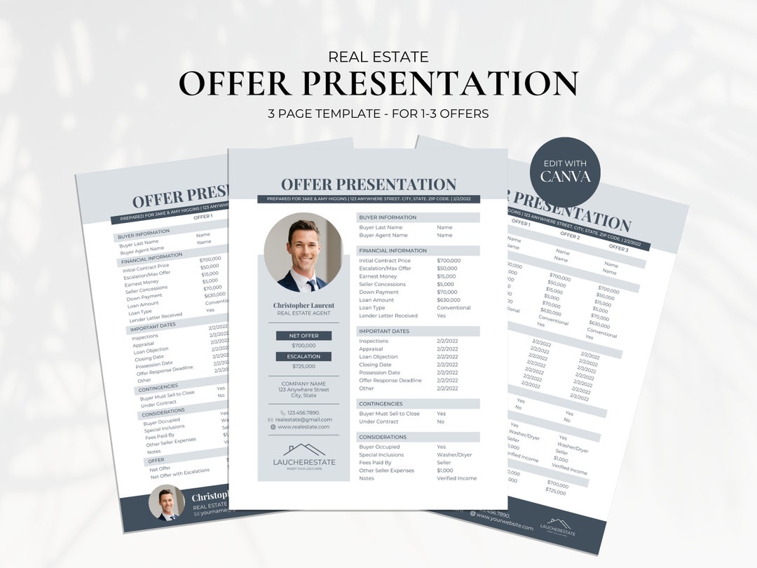 Realtor Multiple Offer Worksheet, Real Estate Offer Summary Sheet ...