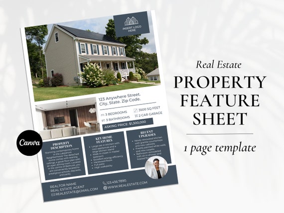 Home Feature Sheet Template Realty Feature Sheet Real Estate - Etsy
