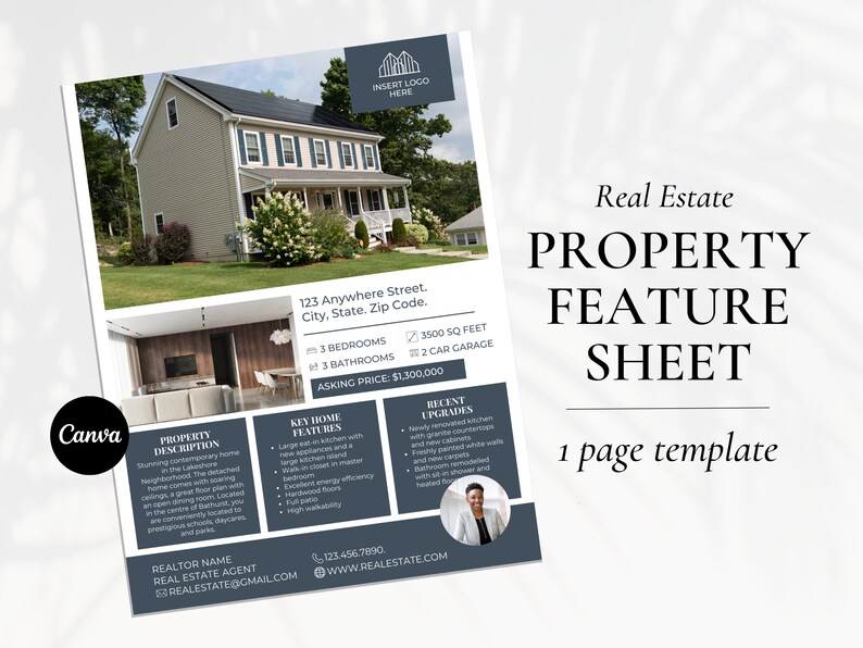 Home Feature Sheet Template Realty Feature Sheet Real Estate - Etsy