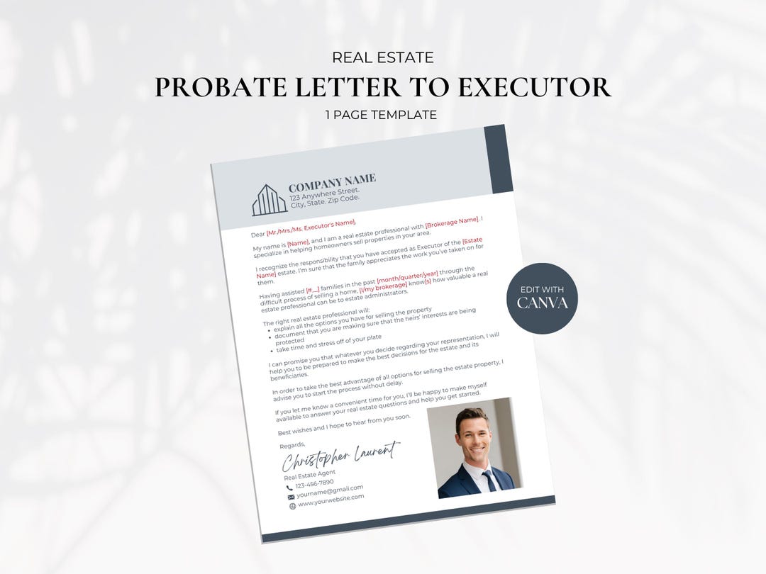 Real Estate Probate Letter, Realtor Probate Template, Real Estate Agent ...
