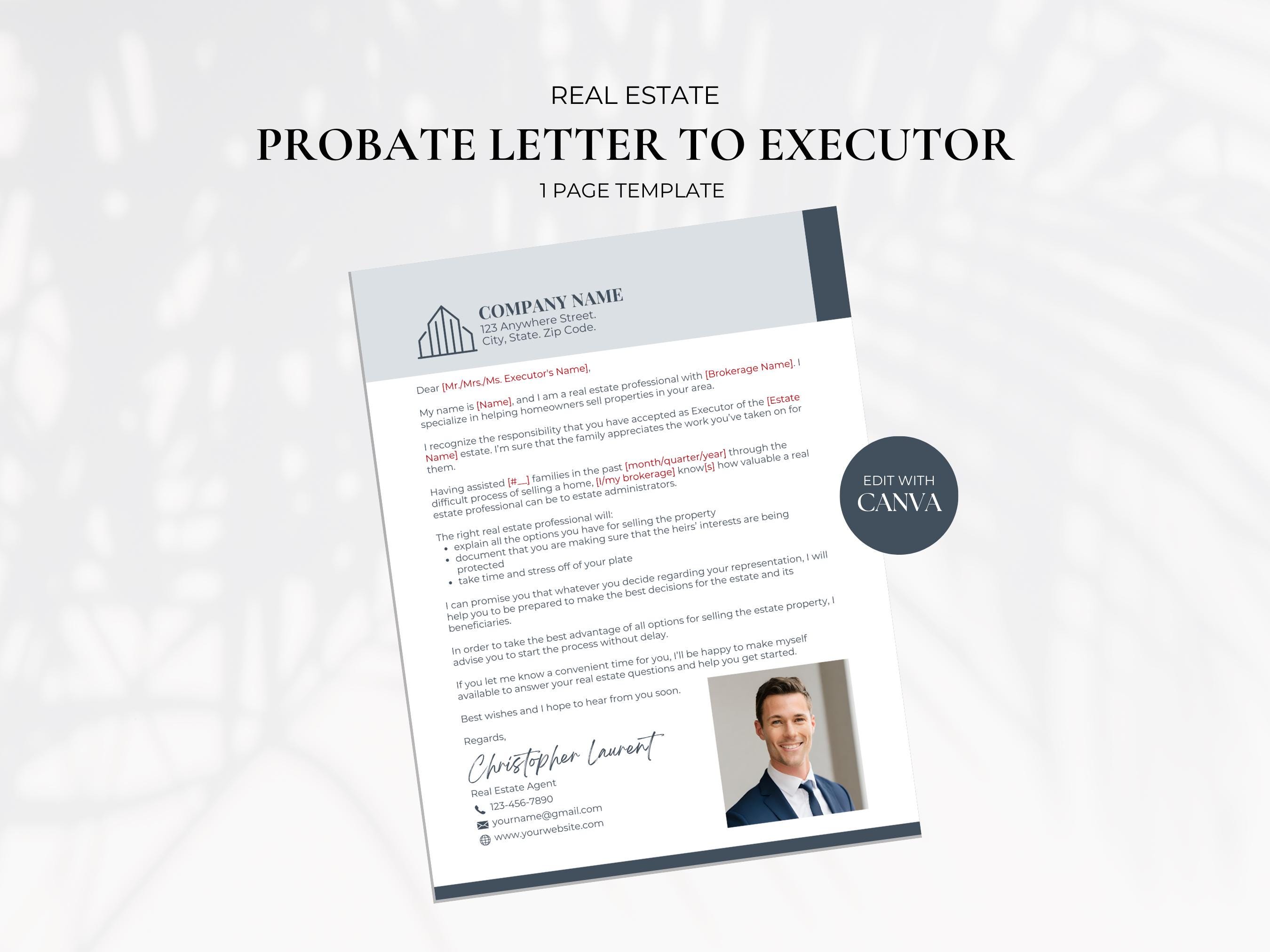 Real Estate Probate Letter, Realtor Probate Template, Real Estate Agent ...