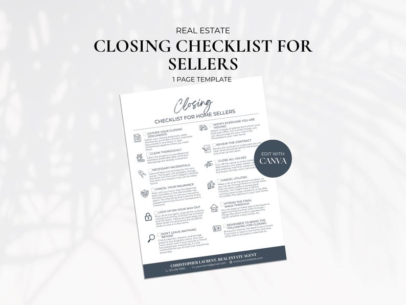 Closing for Sellers Checklist, House Closing Checklist, Home Selling ...
