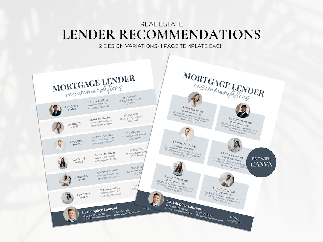 Lender Recommendations Flyer, Trusted Lenders Flyer, Mortgage Lender ...