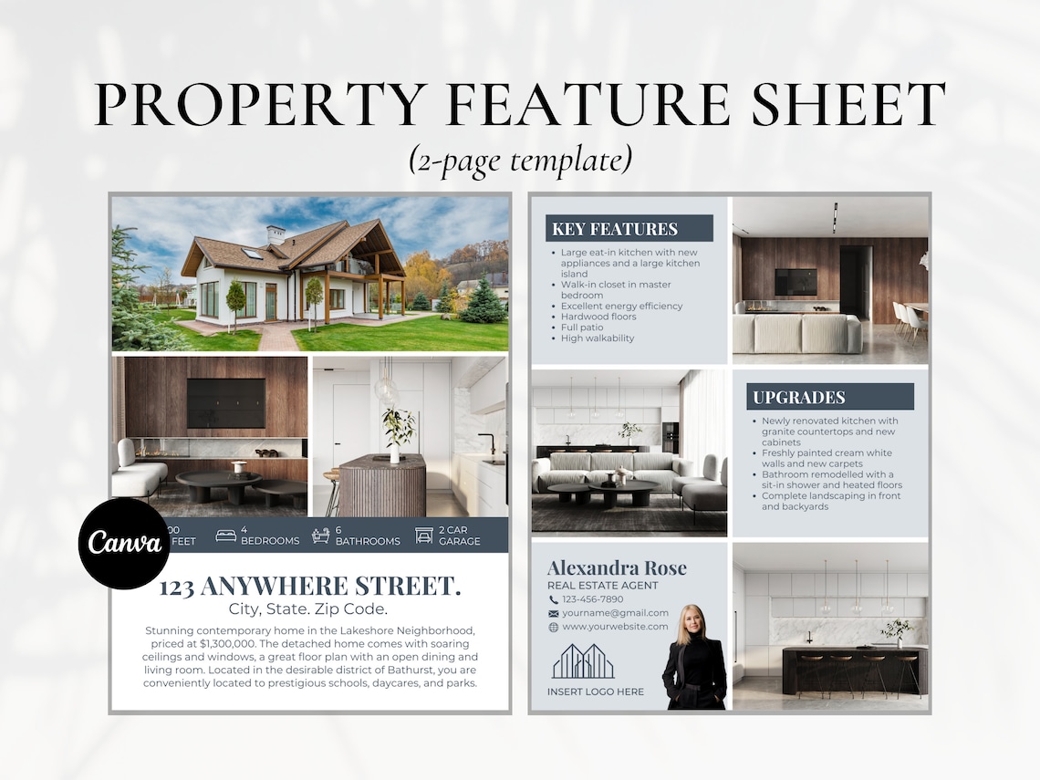 Real Estate Property Feature Sheet Template, Real Estate Brochure ...