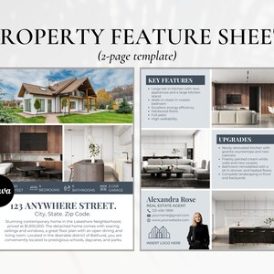Real Estate Property Feature Sheet Template Real Estate - Etsy