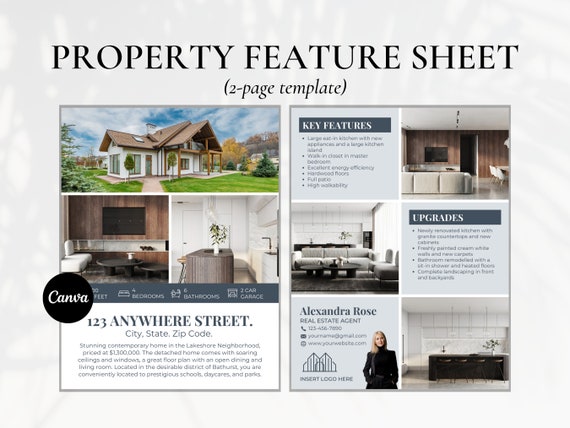 Real Estate Property Feature Sheet Template Real Estate - Etsy