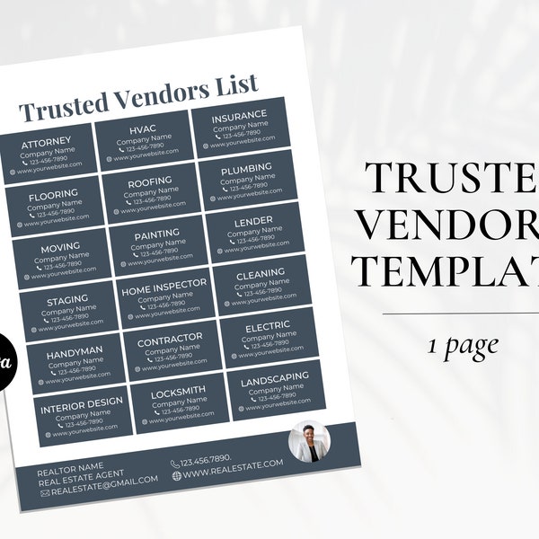 Preferred Vendor List Template - Etsy