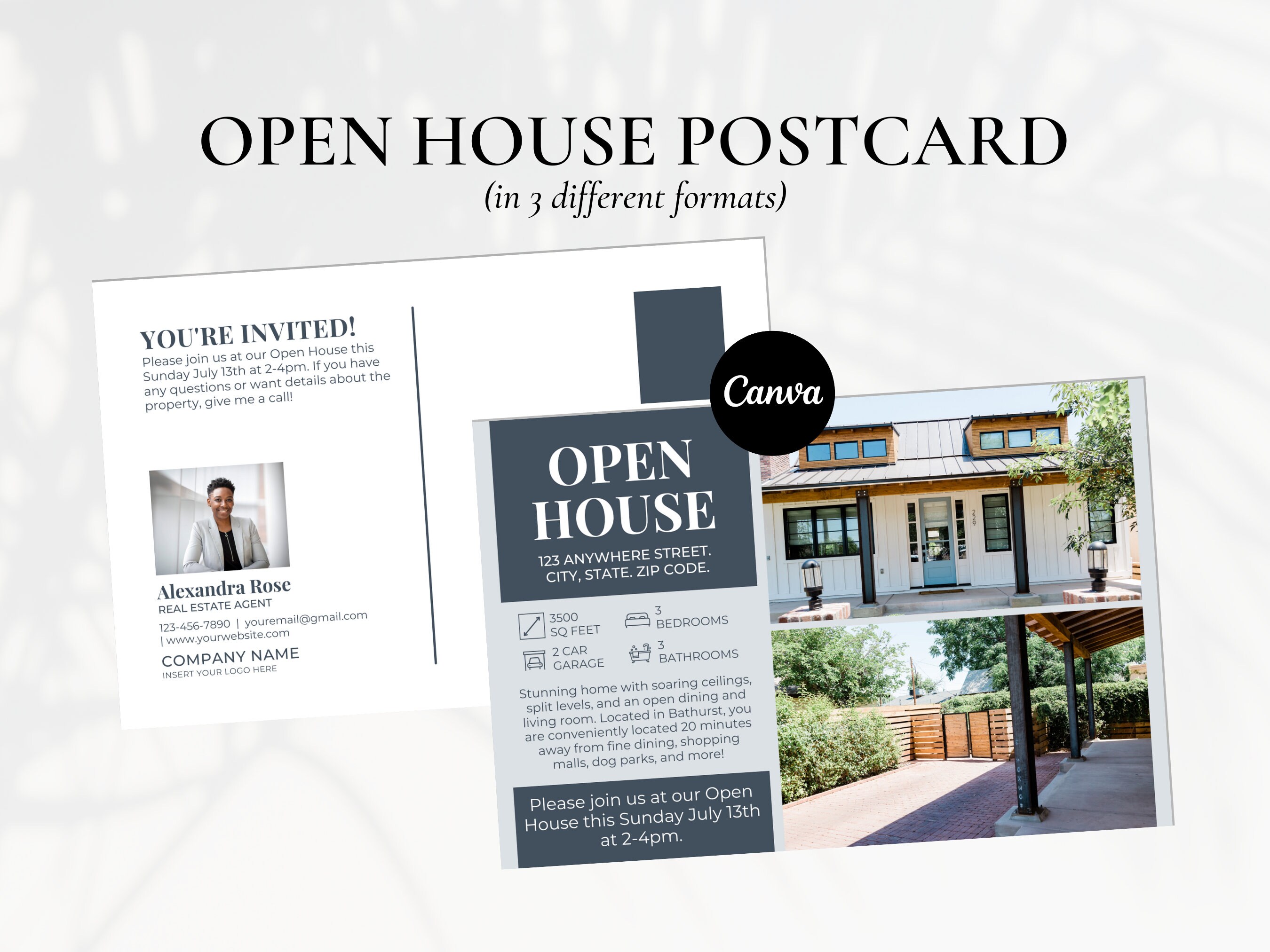 Realtor Open House Postcard Template Real Estate Marketing - Etsy