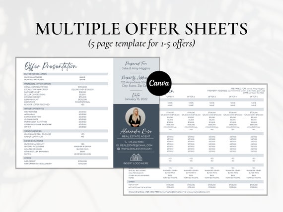 Multiple Offer Sheet Real Estate Offer Summary Sheet Realtor - Etsy