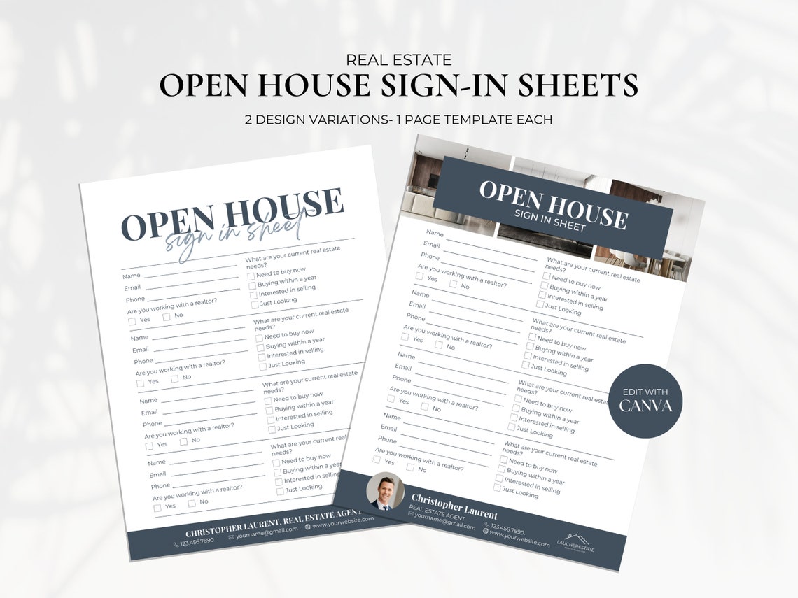 Real Estate Open House Sign in Sheet, Realtor Open House Template, Real ...