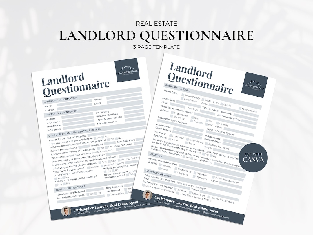 Real Estate Landlord Questionnaire, Landlord Forms, Rental ...